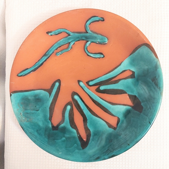 unmasked | Art | Art Pottery Lizard Plate Redware Lava Glaze Decorative ...